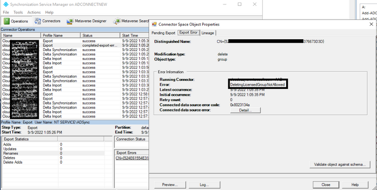 ADConnect Error - DeletingLicensedGroupNotAllowed - Drontoso
